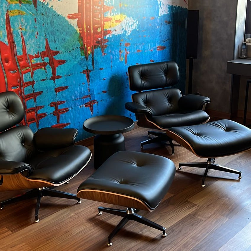 Silla Lounge Eames + Ottoman Réplica - Piel Genuina Negro (PREVENTA)#R ...